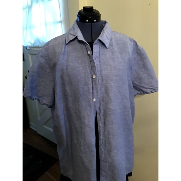 Perry Ellis | Shirts | Mens Perry Ellis Xxl Blue Linen Shirt | Poshmark
